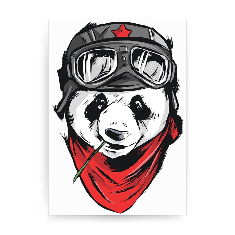 Cool panda illustration design print poster framed wall art | Etsy