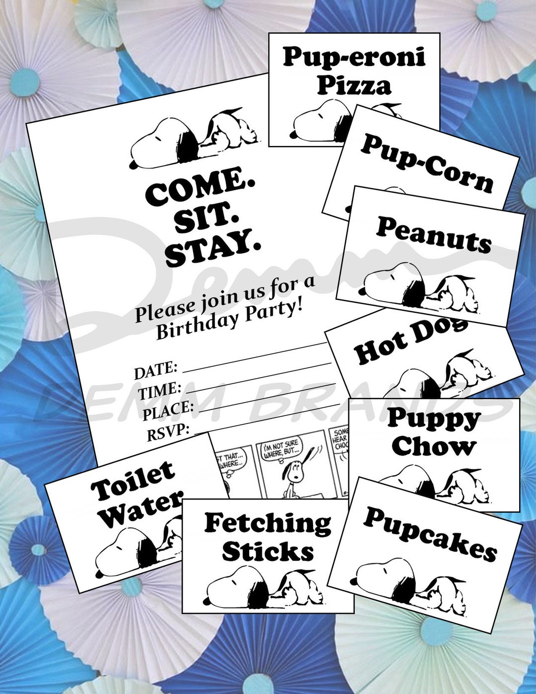 Snoopy Inspired Invitation, Food Tags, Digital Download - Etsy