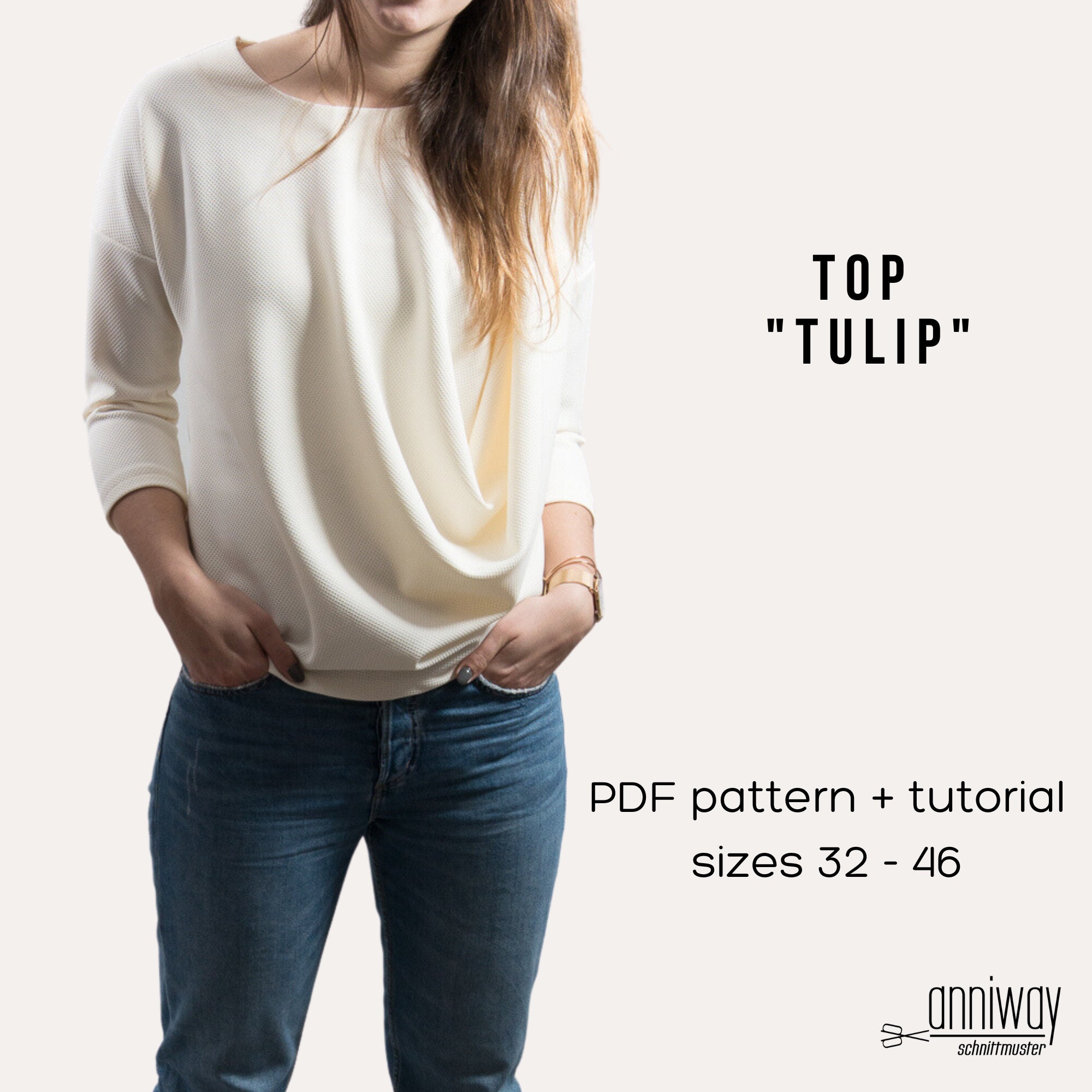 Top Pattern "tulip", Sz 32-46, PDF Pattern + Instruction, Women Sewing ...