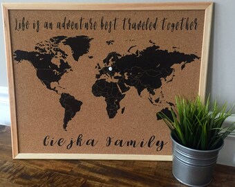 Cork Board World Map Framed Cork Board Map World Map Map