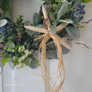 13 Summer Coastal Mini Wreath With Faux Florals: Blue Hydrangea, Lambs ...