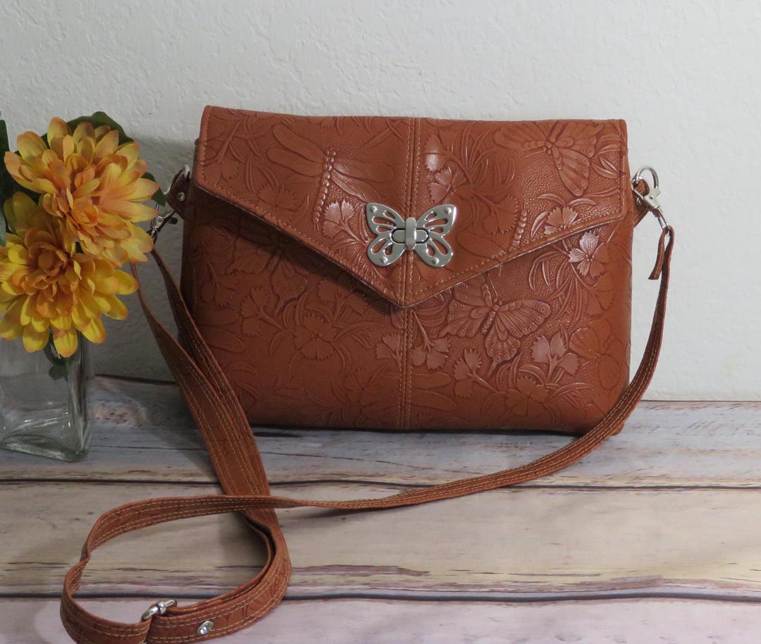 Crossbody Bag, Insect, Butterfly, Dragonfly Embossed Faux Leather ...