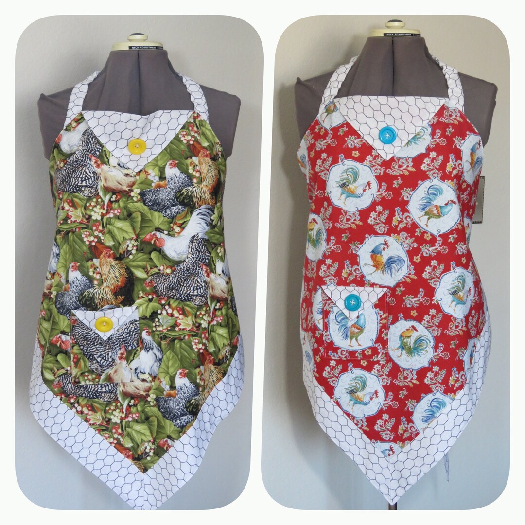 Women and Children's Aprons Roosters and Chickens Print for Adults and ...