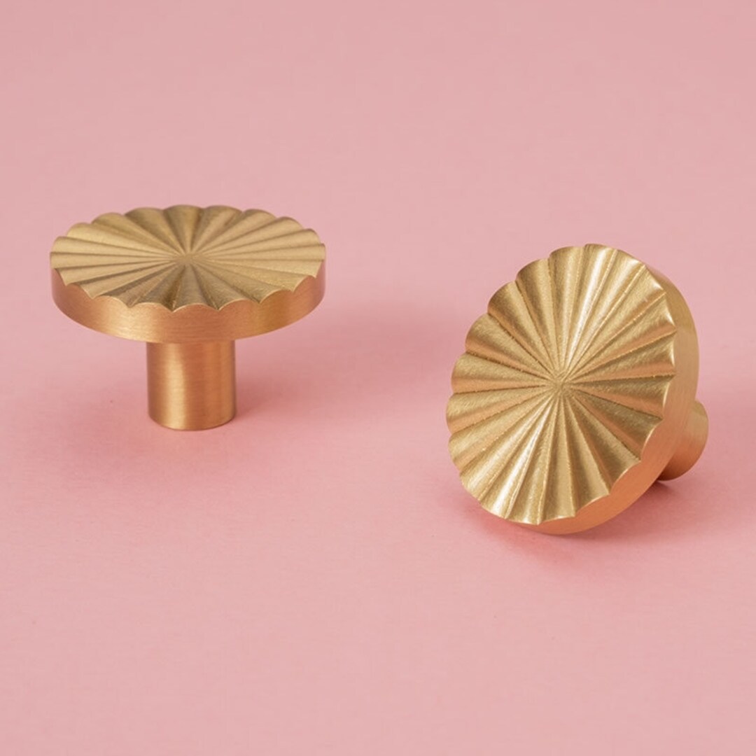Grooved Circular Solid Brass Cabinet Knobs | Kitchen Cabinet Knobs ...