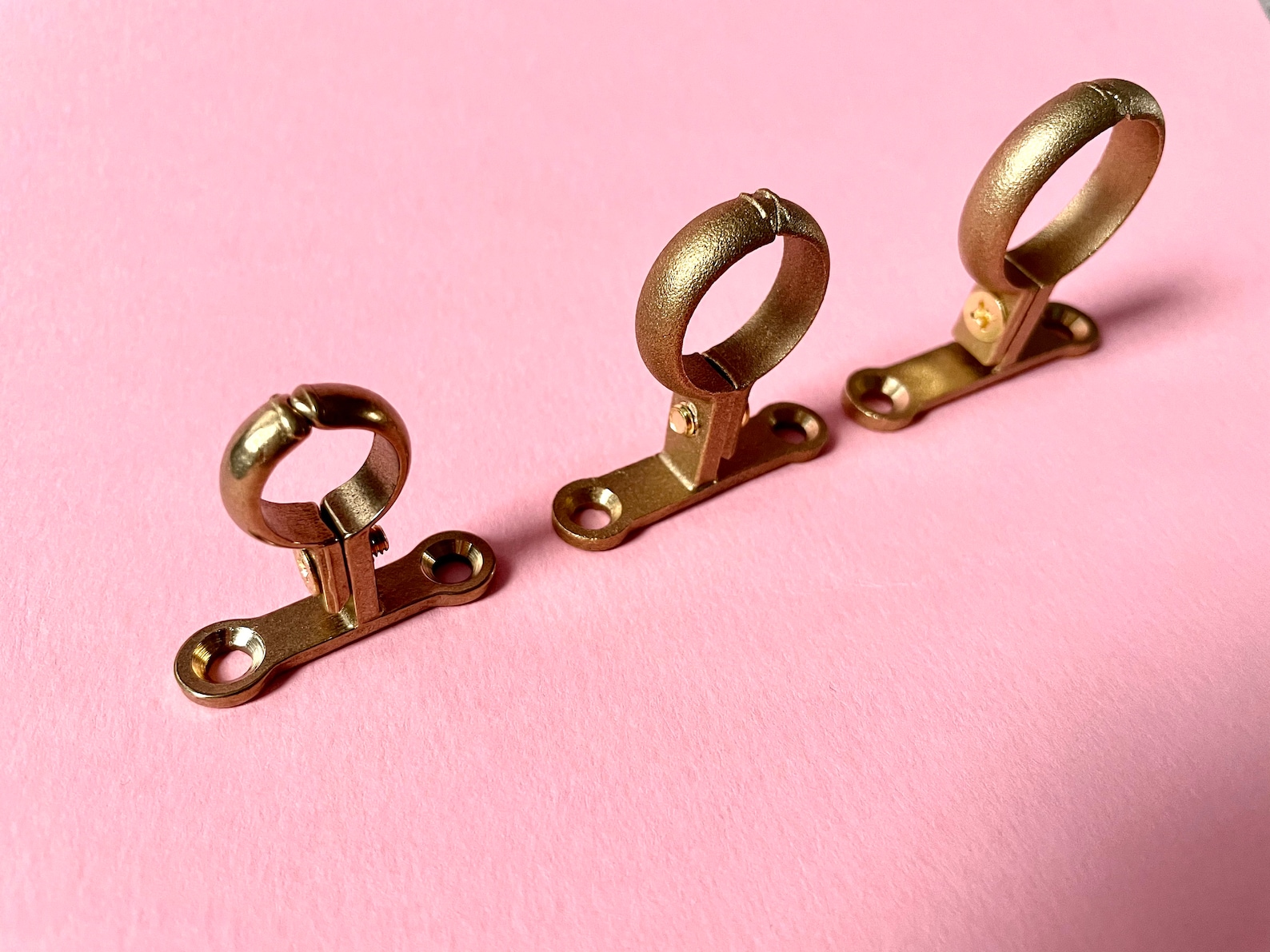 Solid Brass Pipe Mount Fixing Bracket Steam Punk Industrial Copper 1/2 ...