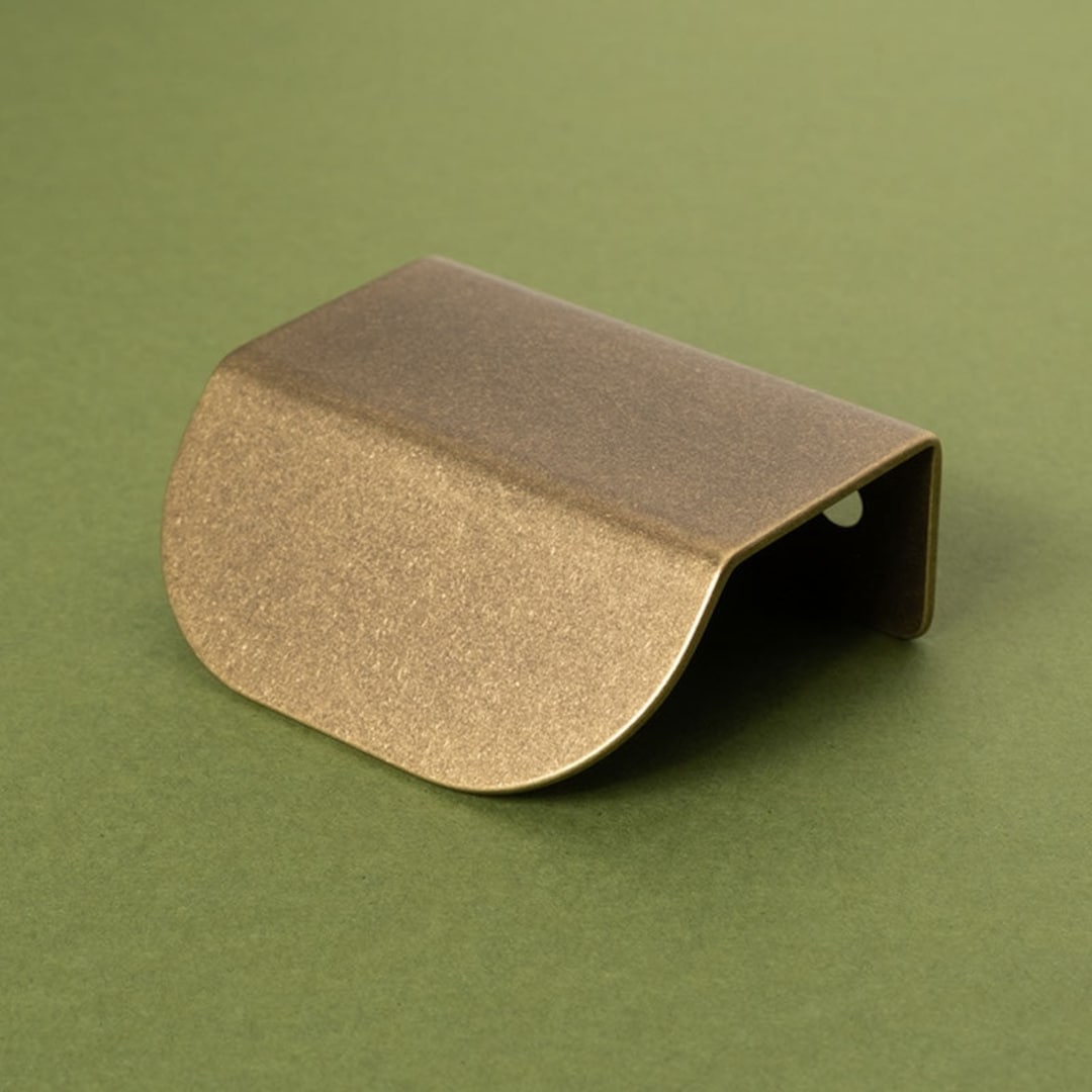 Tumbled Brass Lip Pull Cabinet Handle, Antique Brass Cupboard Handle ...