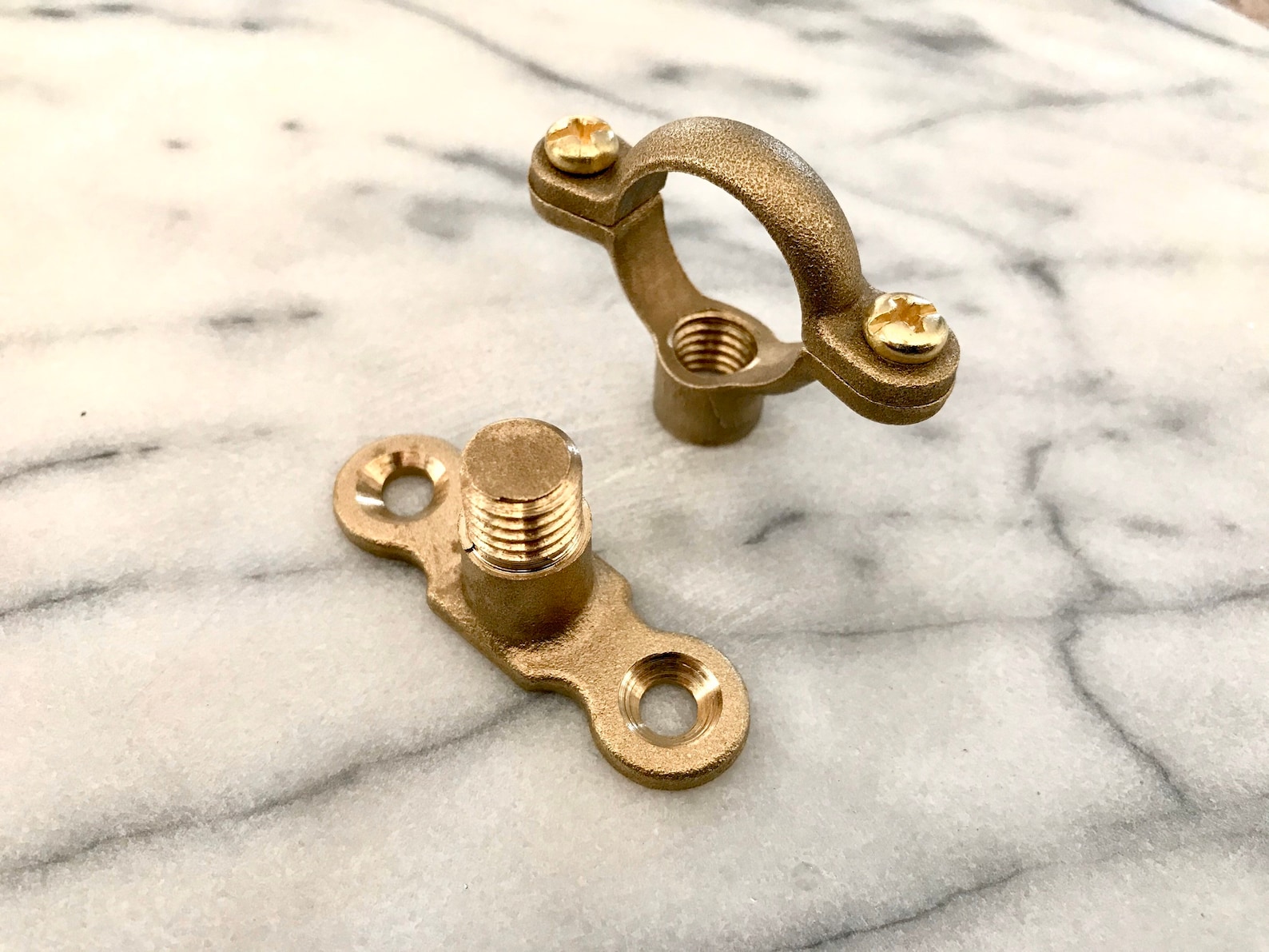 Solid Brass Pipe Mount Fixing Bracket Steam Punk Industrial Copper 1/2 ...