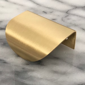 Large Solid Brass Cabinet Curved Lip Pull | Kitchen Cabinet Handles ...