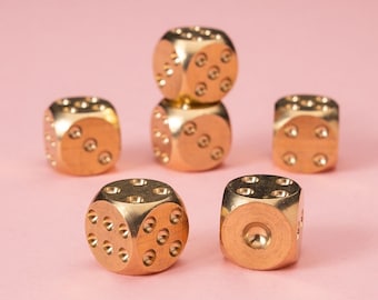 Solid Brass Dice Set Steampunk Fathers Gift Husband Copper Gold ...