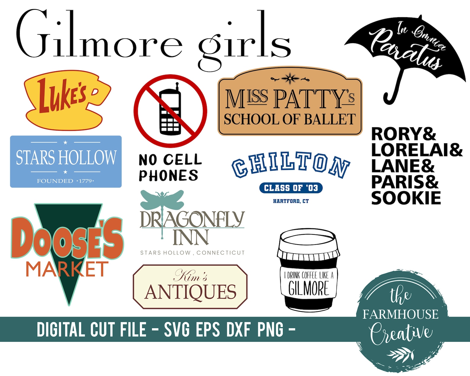 Gilmore Girls SVG Logo Pack Stars Hollow Lukes Diner | Etsy