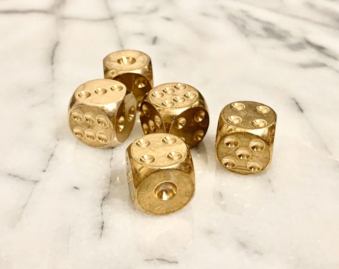 Solid Brass Dice Set Steampunk Fathers Gift Husband Copper Gold ...