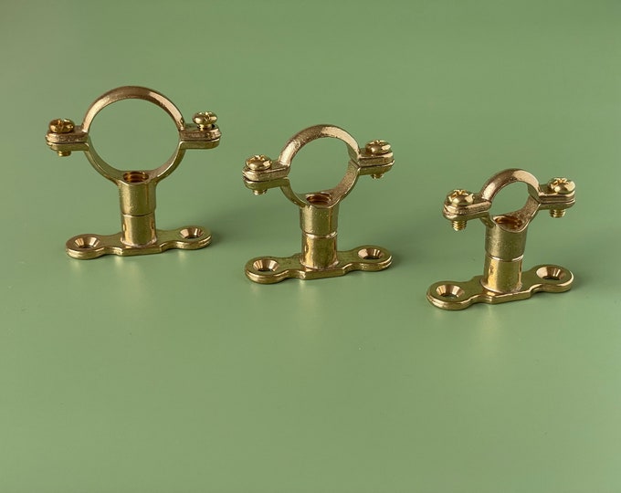 Solid Brass Pipe Mount Fixing Bracket Steam Punk Industrial Copper 1/2 ...
