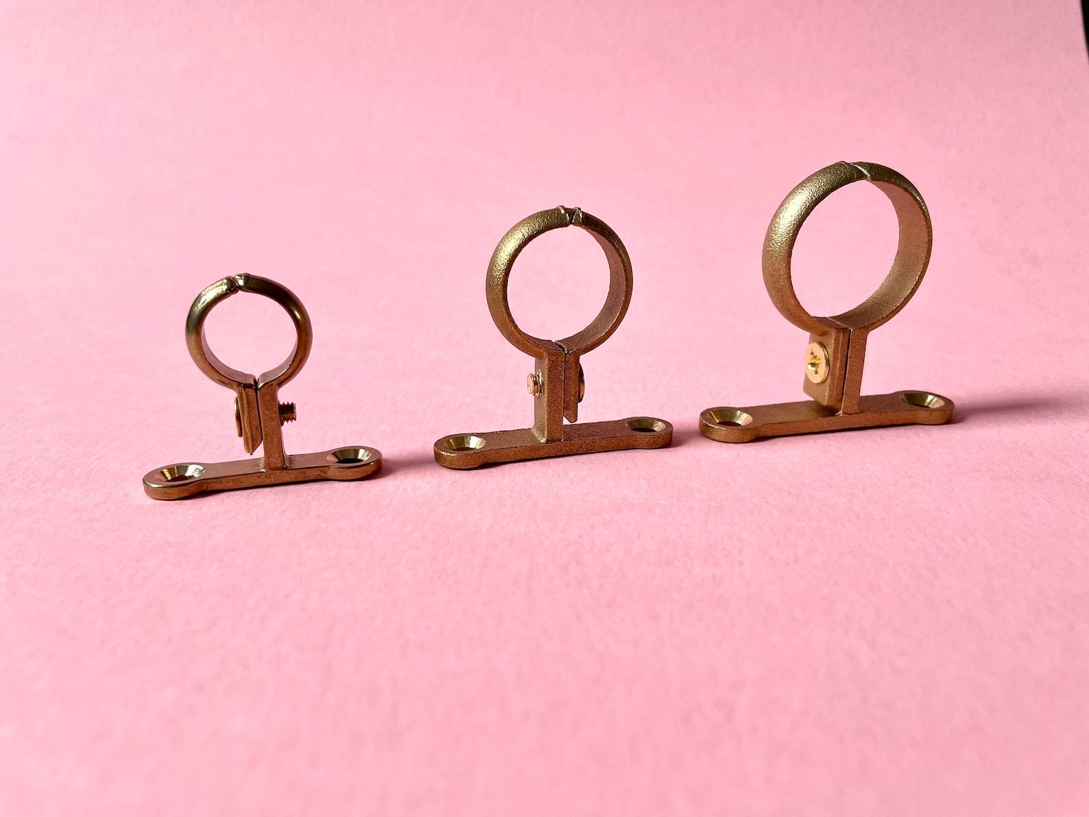 Solid Brass Pipe Mount Fixing Bracket Steam Punk Industrial Copper 1/2 ...