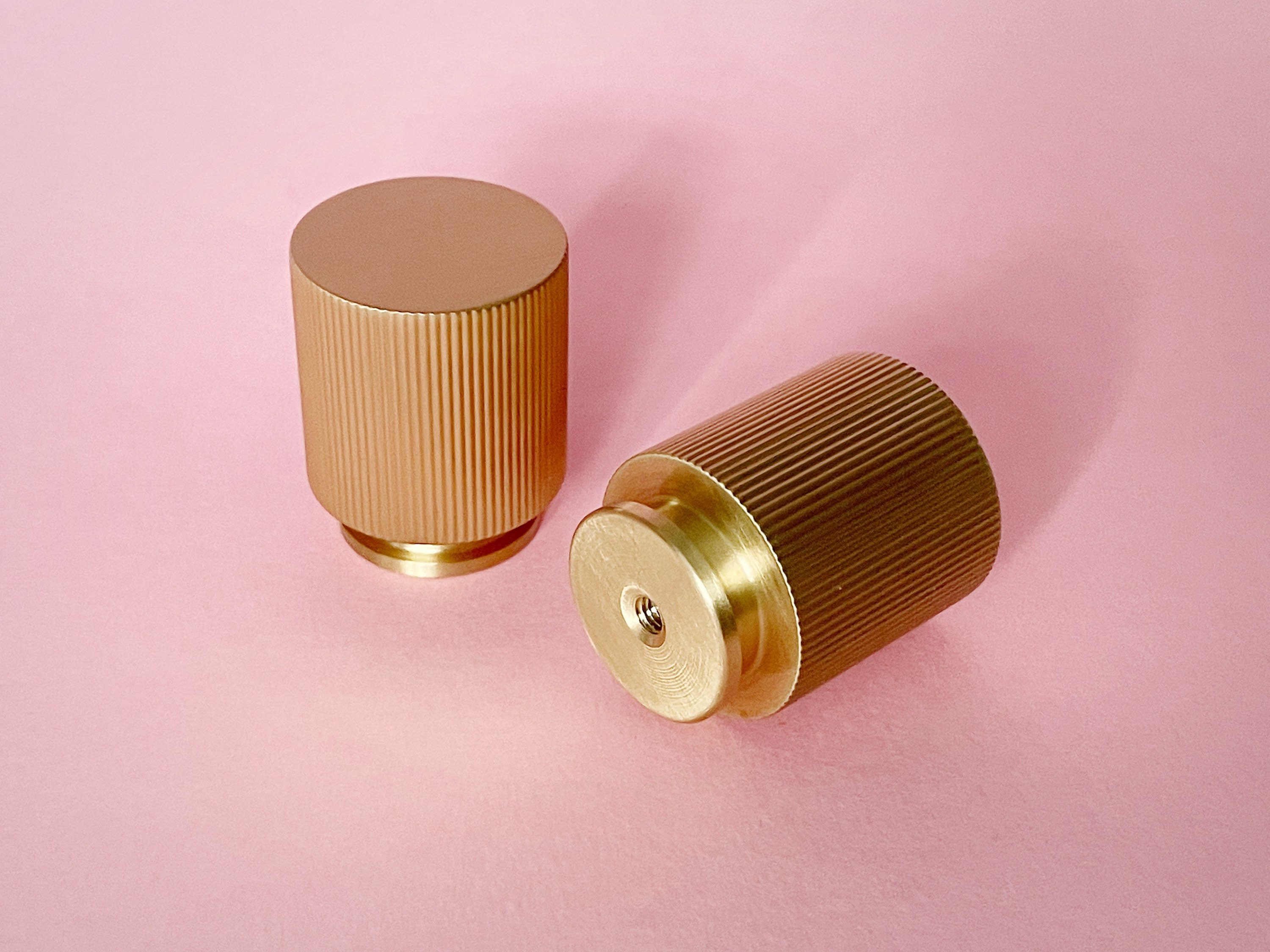 Large Grooved Barrel Solid Brass Cabinet Knobs Premium | Etsy