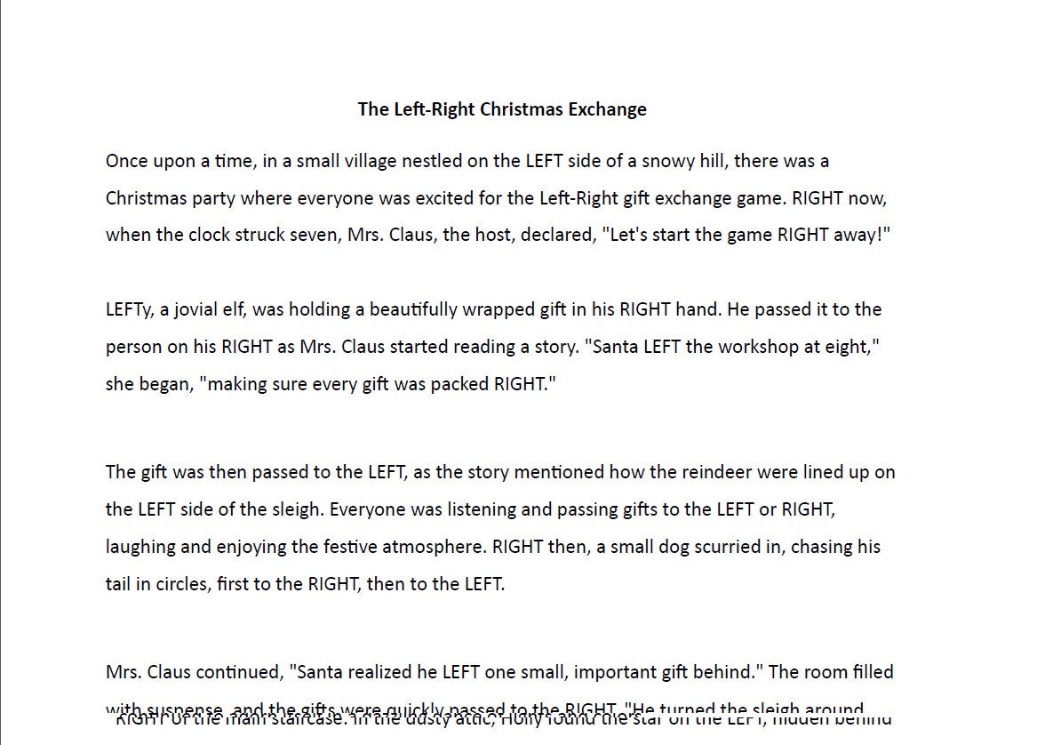 Printable the Left Right Christmas Exchange - Left Right Christmas ...