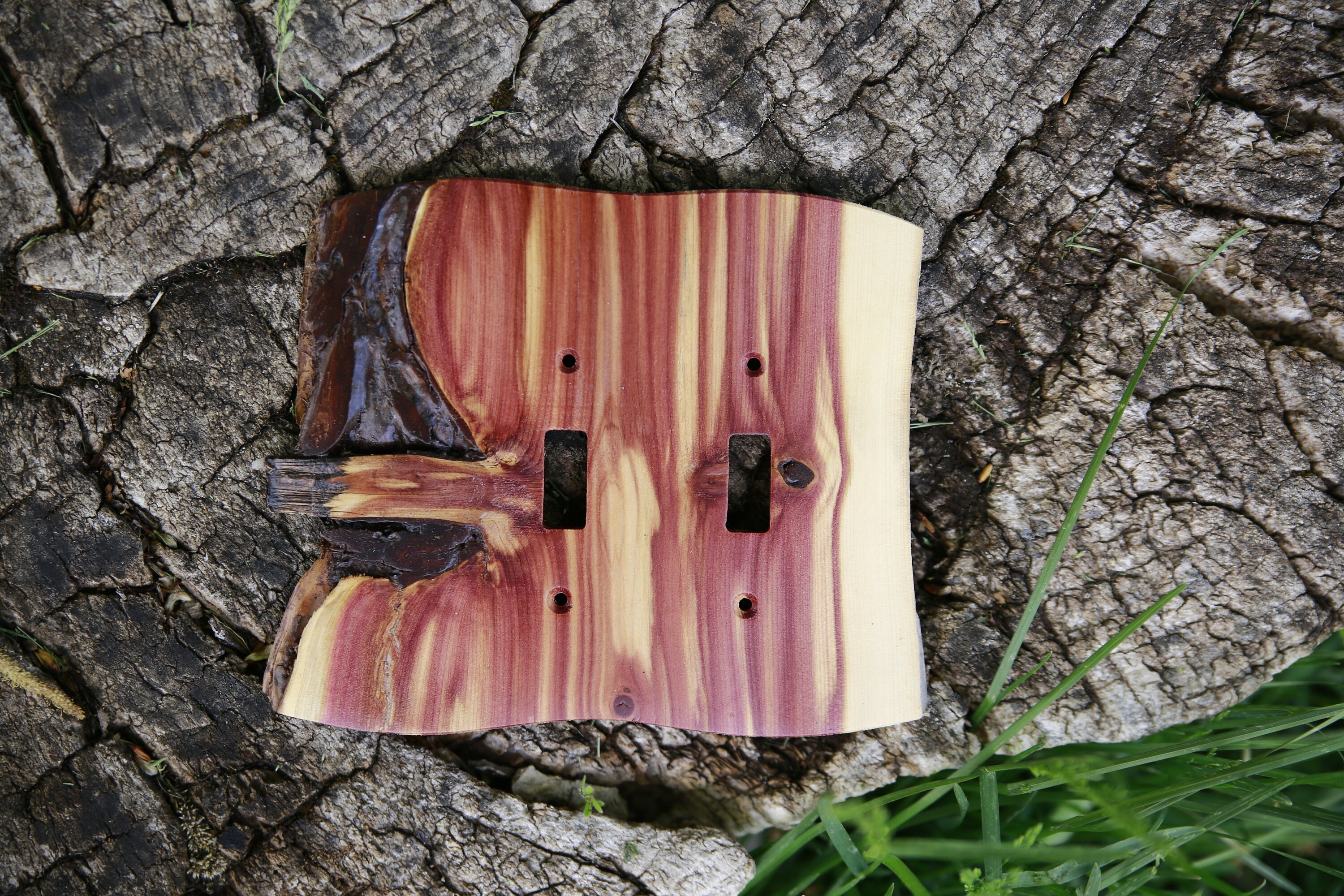 Stock Plate: Rustic Handmade Wood Switch Plate 2 Toggle/ Double Toggle ...