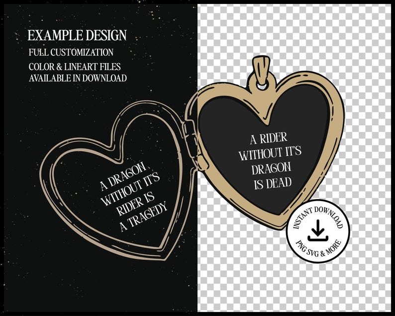Hand Drawn Vintage Heart Locket Illustration, Wedding Invitation Logo ...