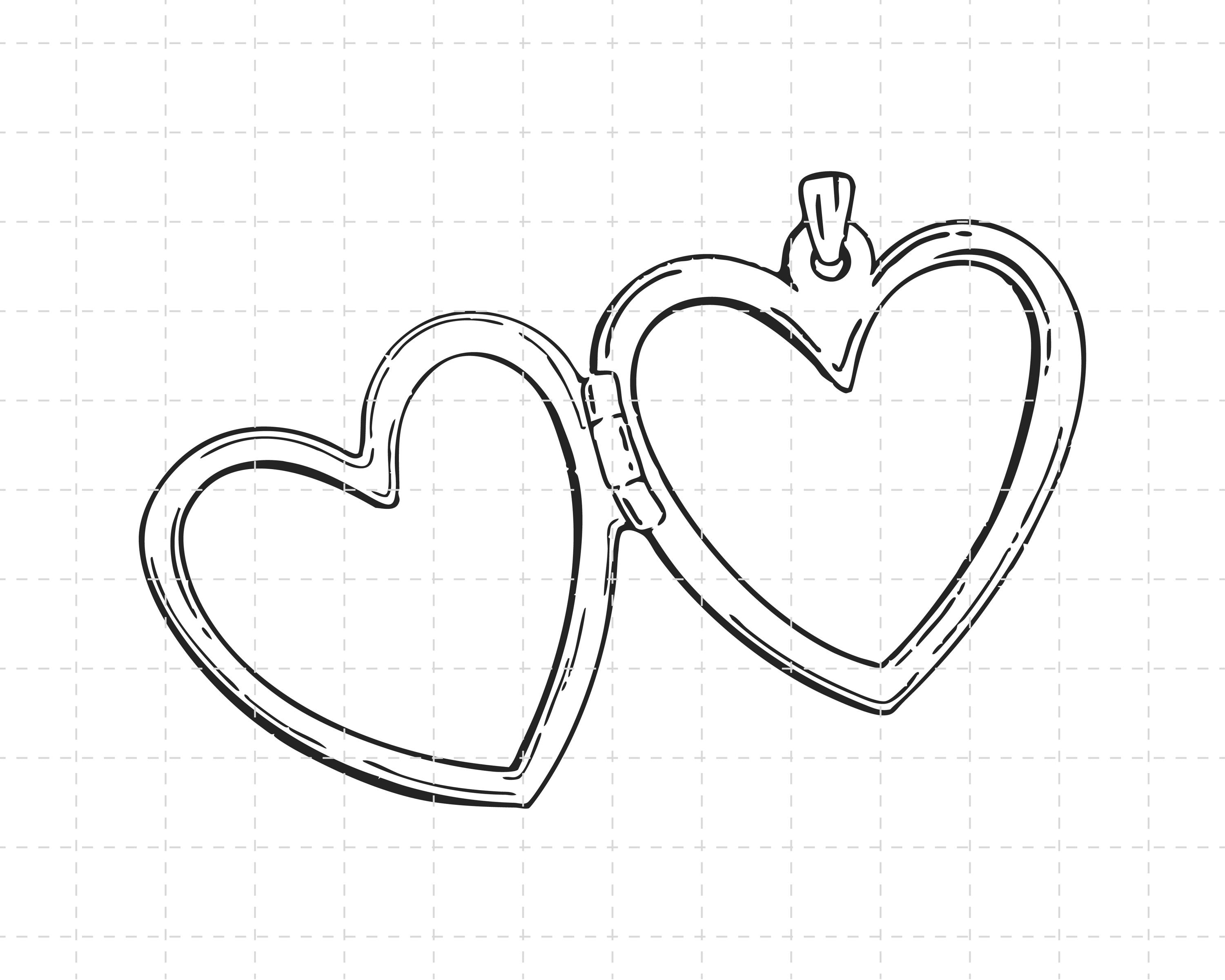 Hand Drawn Vintage Heart Locket Illustration, Wedding Invitation Logo ...
