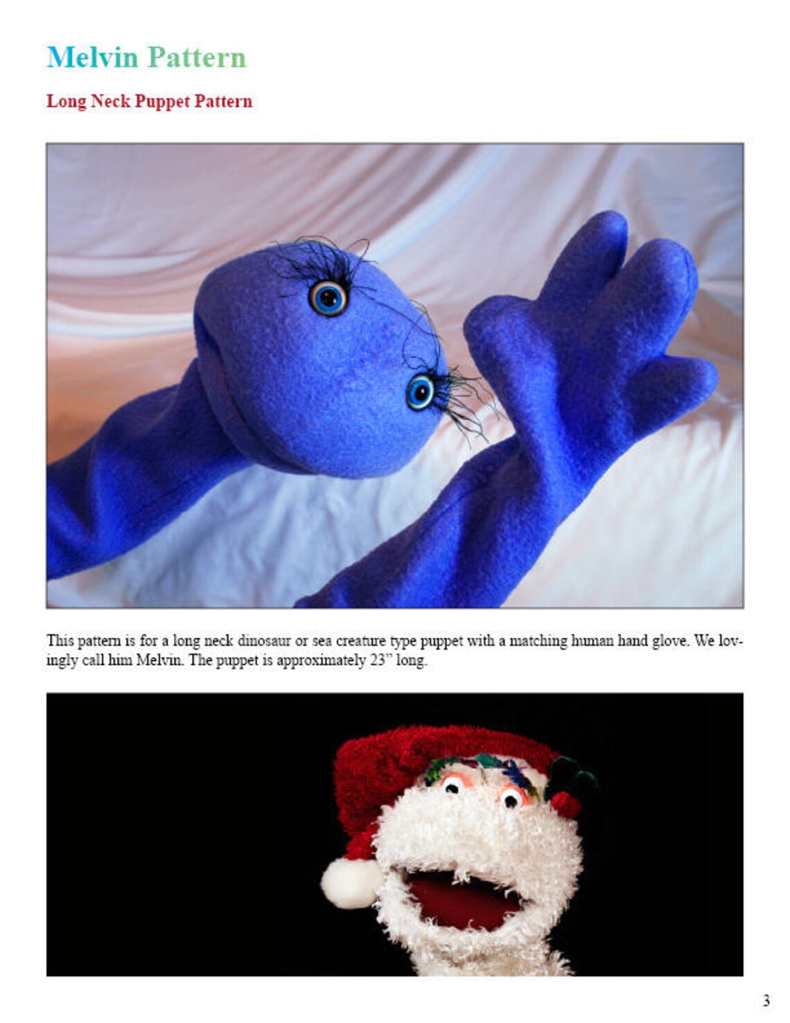 Dinosaur Puppet Pattern - PDF Download - English - Measurements ...