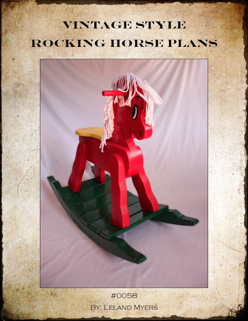 Wooden ROCKING HORSE PLANS Vintage Rocking Horse Toy Design Build ...
