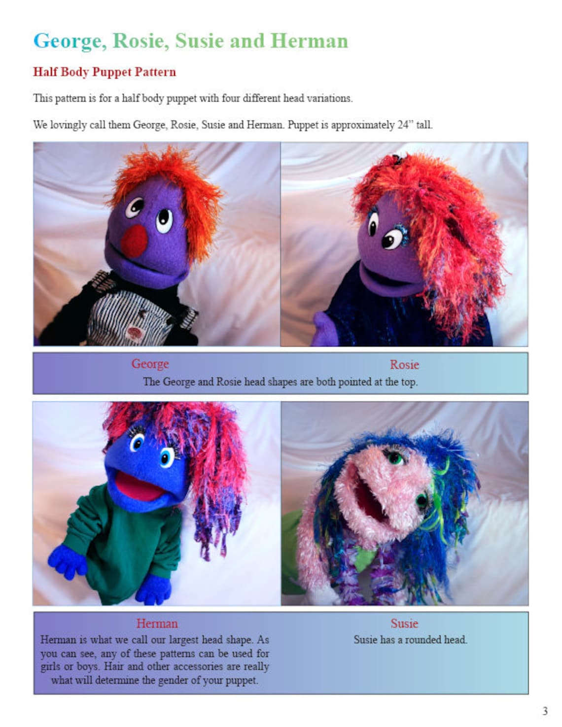 Professional Puppet Patterns - PDF Download - English - Measurements ...