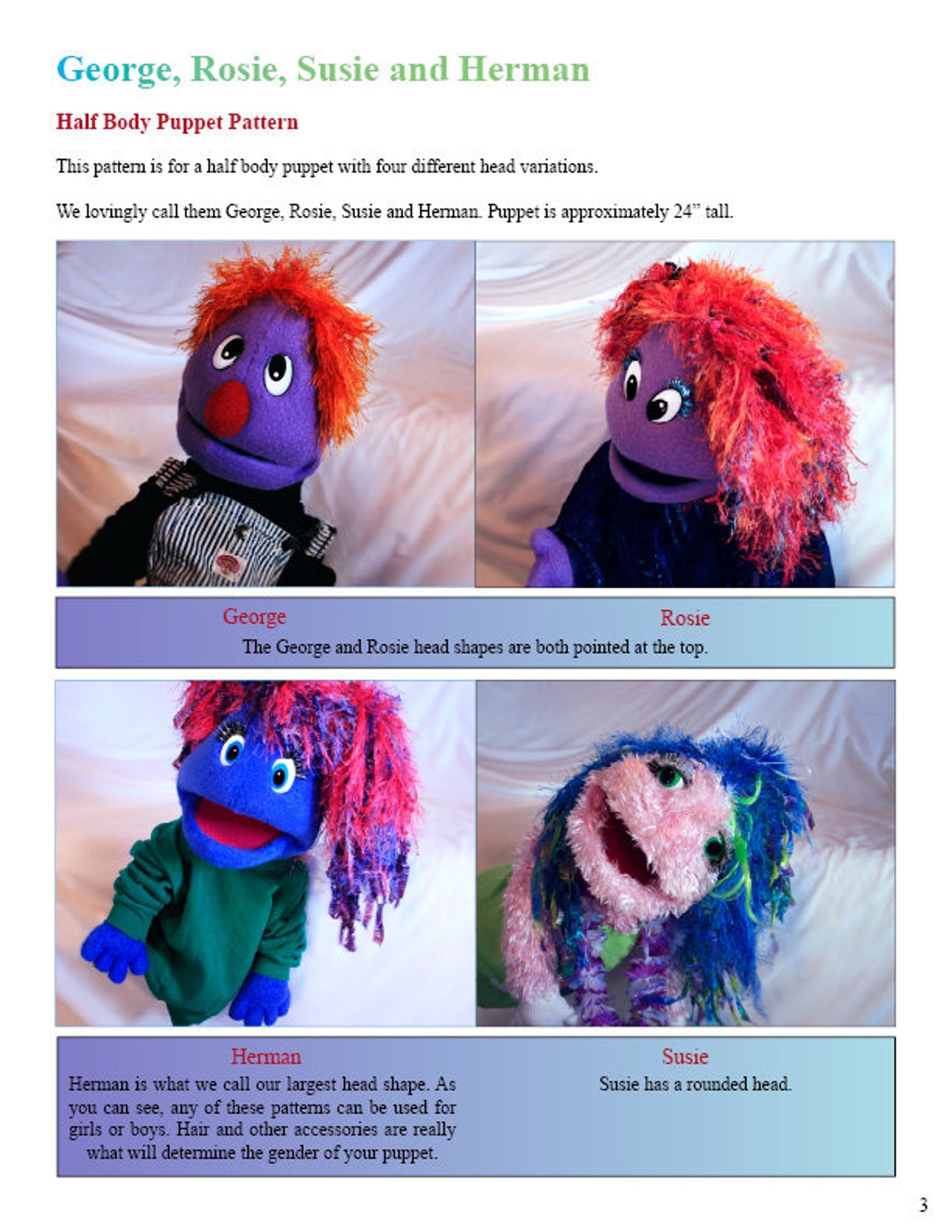 Professional Puppet Patterns - PDF Download - English - Measurements ...