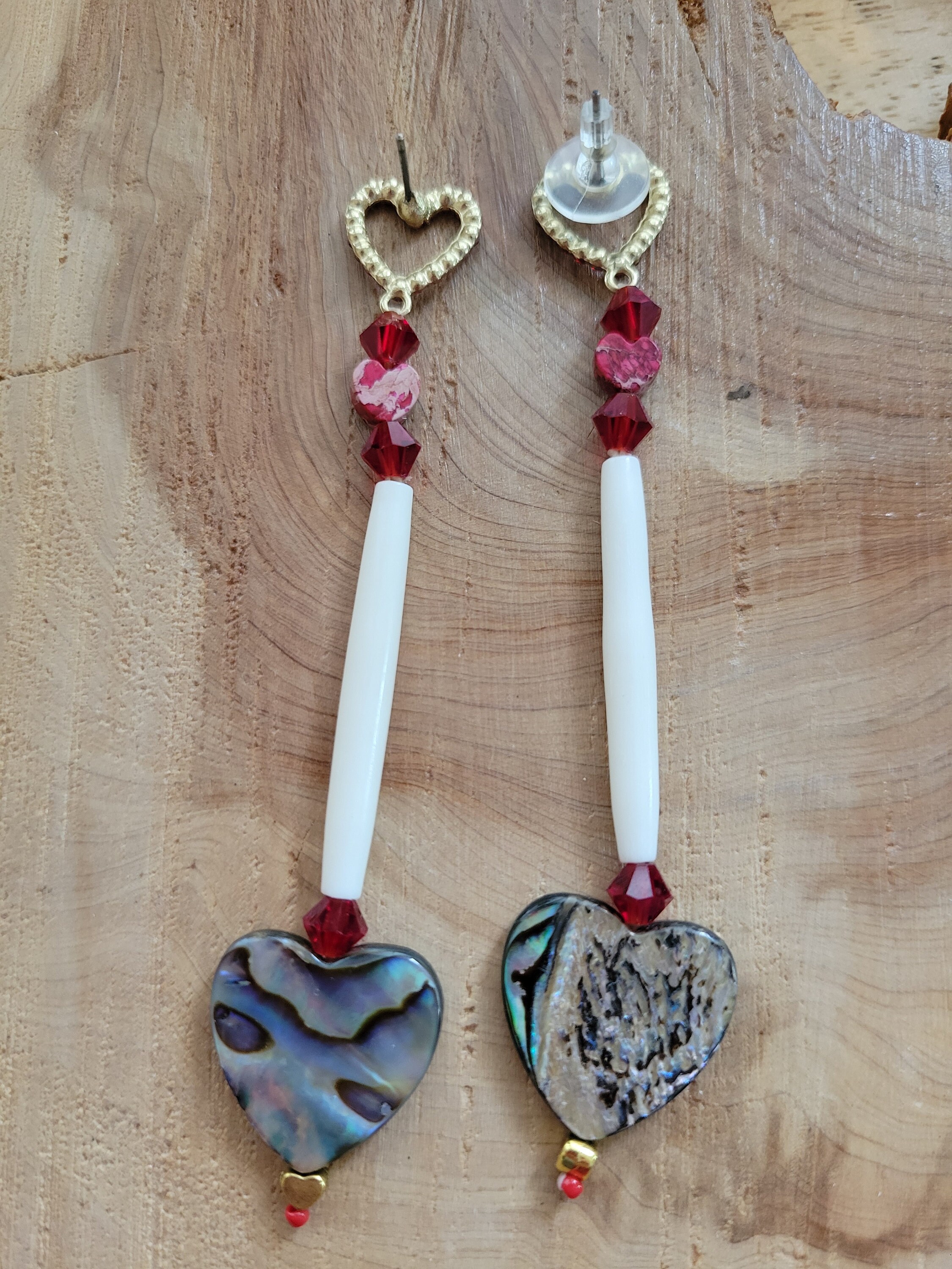 Lakota Made Long Real Pipe Bone and Abalone Shell Valentine's Day ...