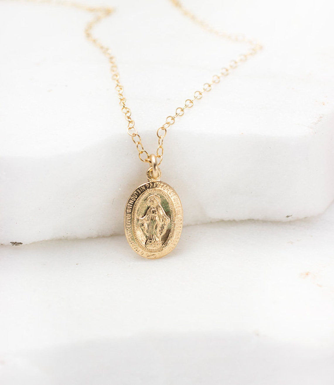 Small Mary Cross Necklace, Mary Necklace, Gold Mary Cross Necklace ...