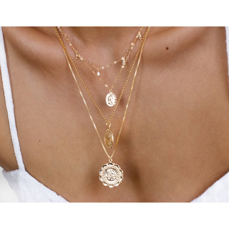 Gold Dangle Charm Necklace Gold Dangling Charm Necklace - Etsy