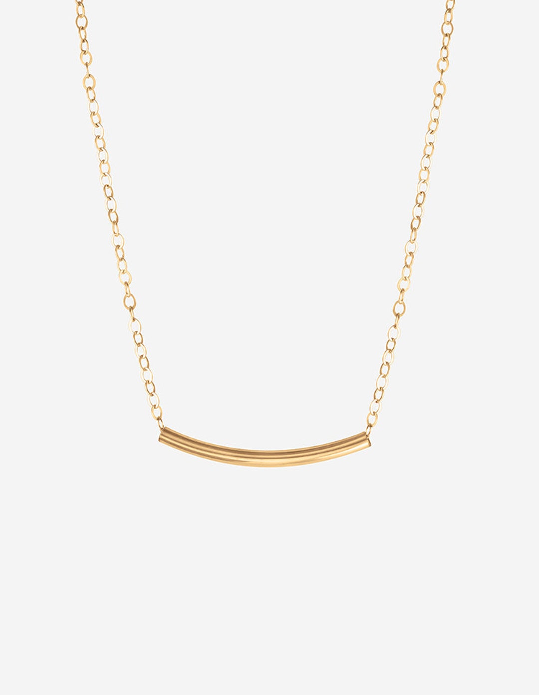 Minimal Tube Necklace, Gold Bar Necklace, Gold Tube Necklace, Tube ...