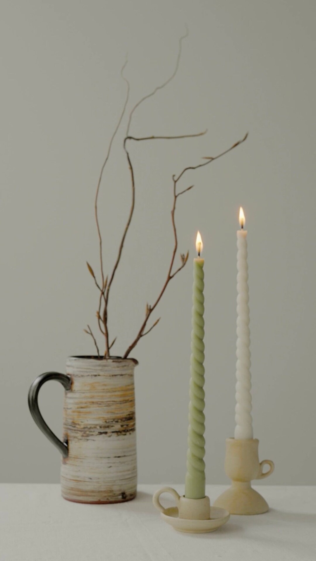Nostalgic Taper Candle Holders, Ceramic Candle Holder, Taper Candles ...