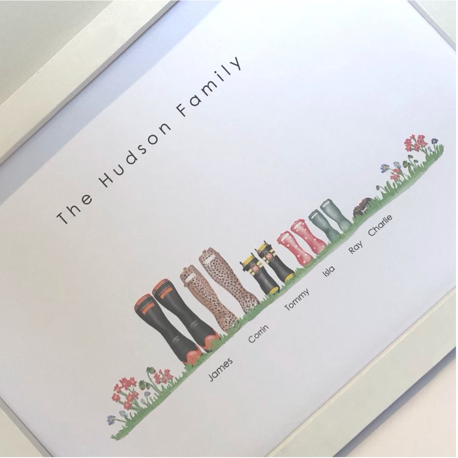 Personalized Gumboot Family Print | Watercolor Welly Boot Art (digital ...