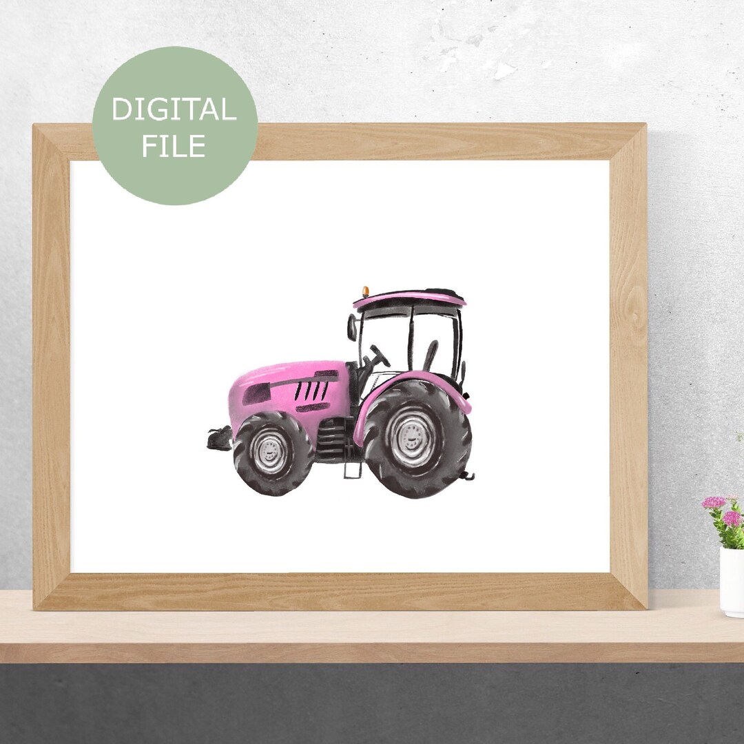 Printable Pink Tractor | Farm Nursery Wall Art | Girls Room Decor ...