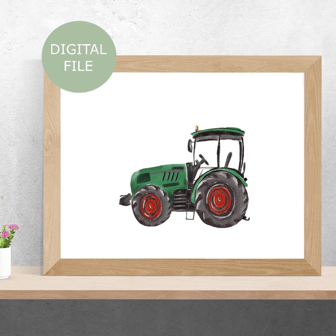 Printable Green and Red Tractor Print Farm Nursery Wall Art - Etsy
