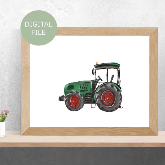 Printable Green and Red Tractor Print Farm Nursery Wall Art - Etsy