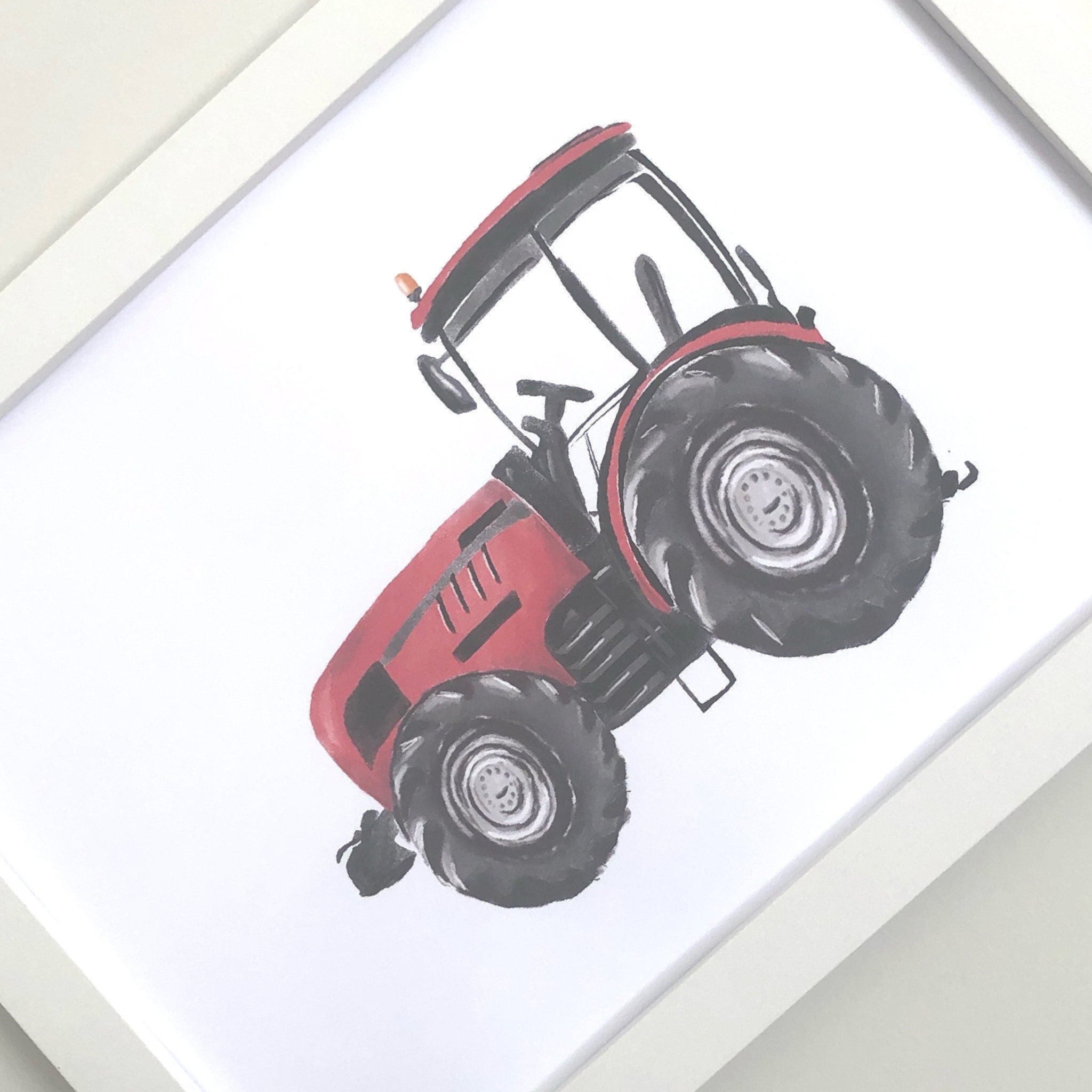 Red Tractor Printable Farm Nursery Wall Art Boys Room Decor Digital ...