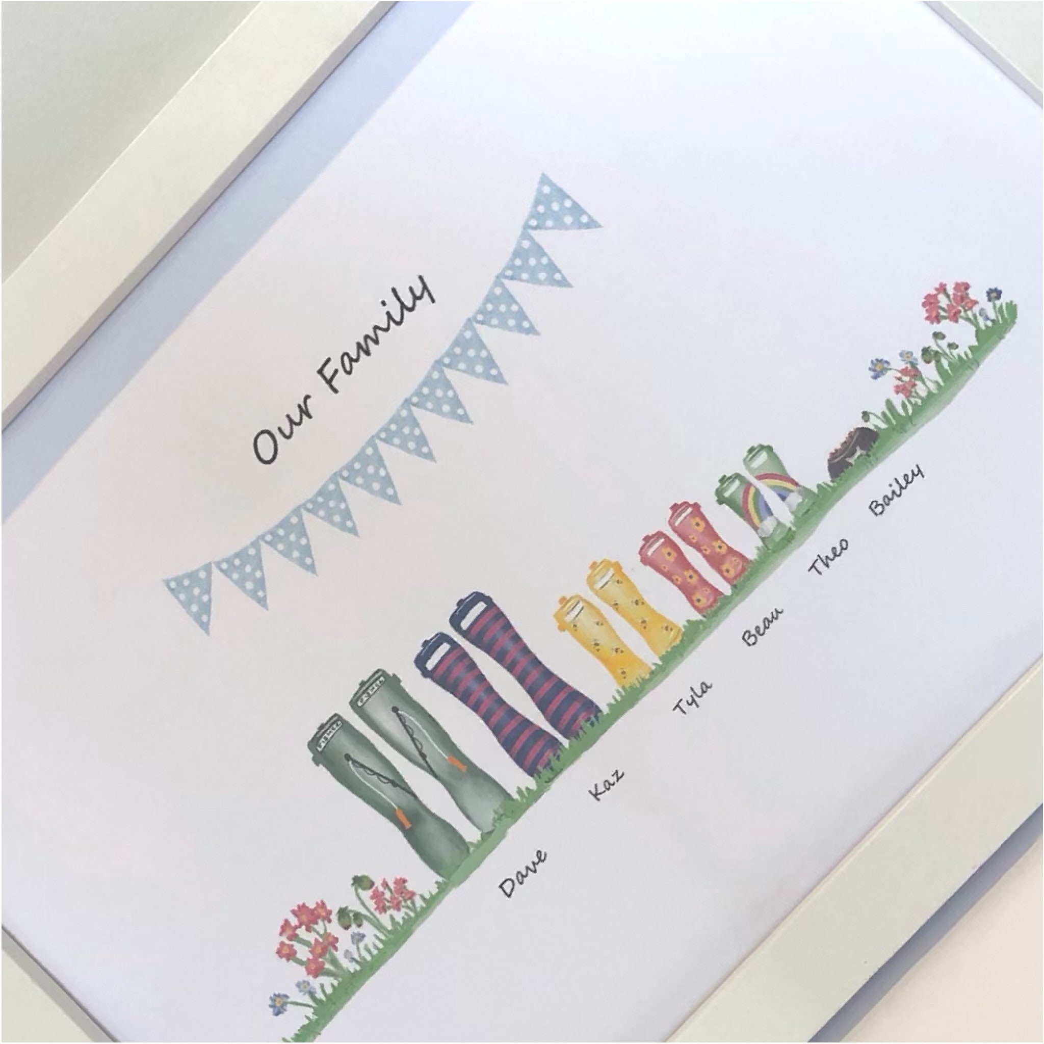 Personalized Gumboot Family Print | Watercolor Welly Boot Art (digital ...