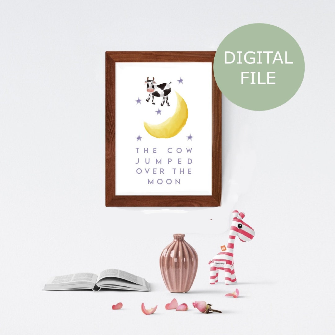 The Cow Jumped Over the Moon Nursery Print, Instant Download, Farm ...