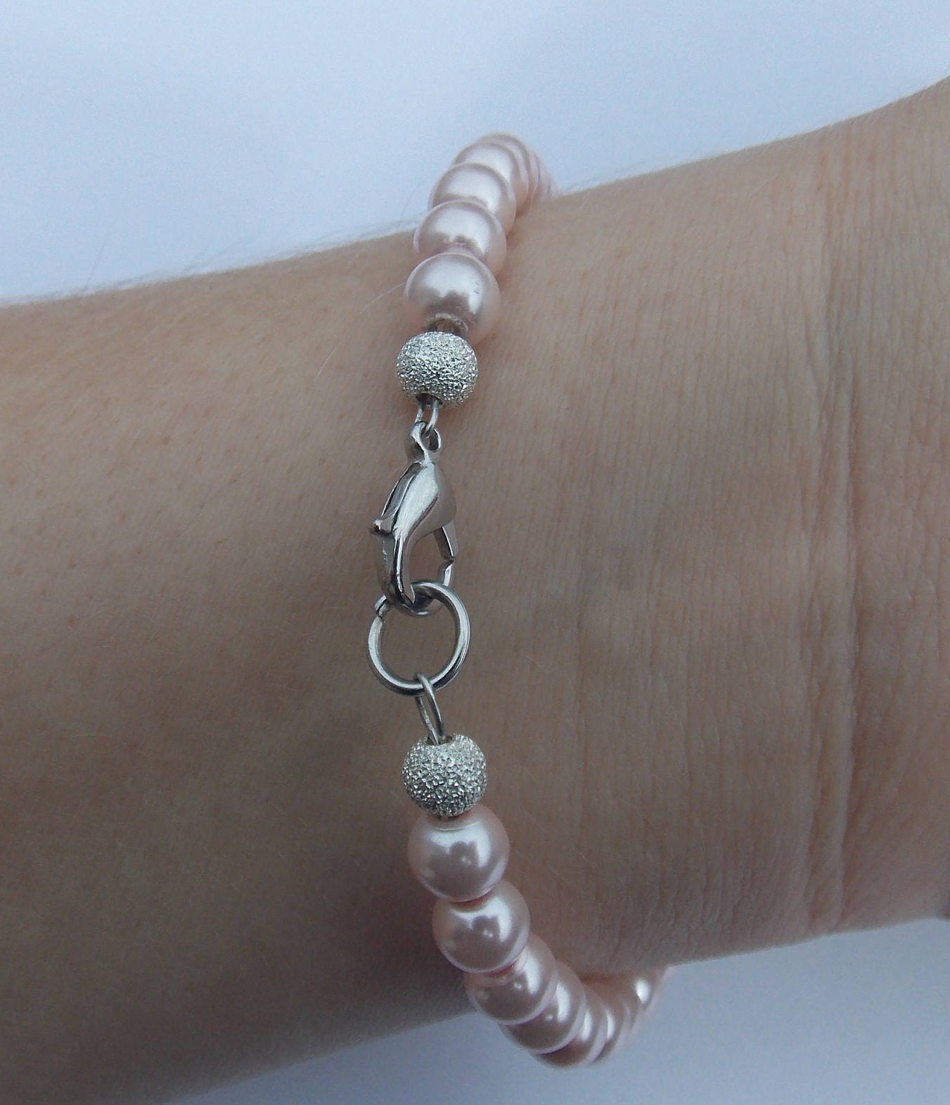 Blue Pearl Angel Bracelet Blue Angel Bracelet Pearl Bracelet Angel ...