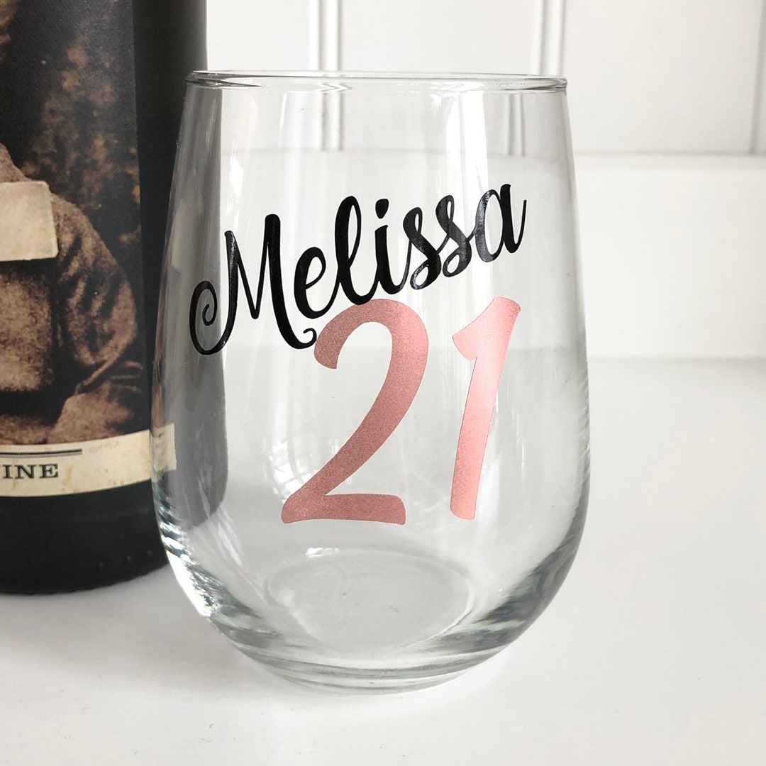 21st Birthday Wine Glass/personalized 21st Birthday Glass/21st Birthday ...