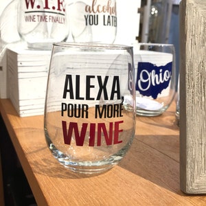 Alexa Wine Glass/alexa Gift/funny Wine Glass/christmas Gift for Her ...