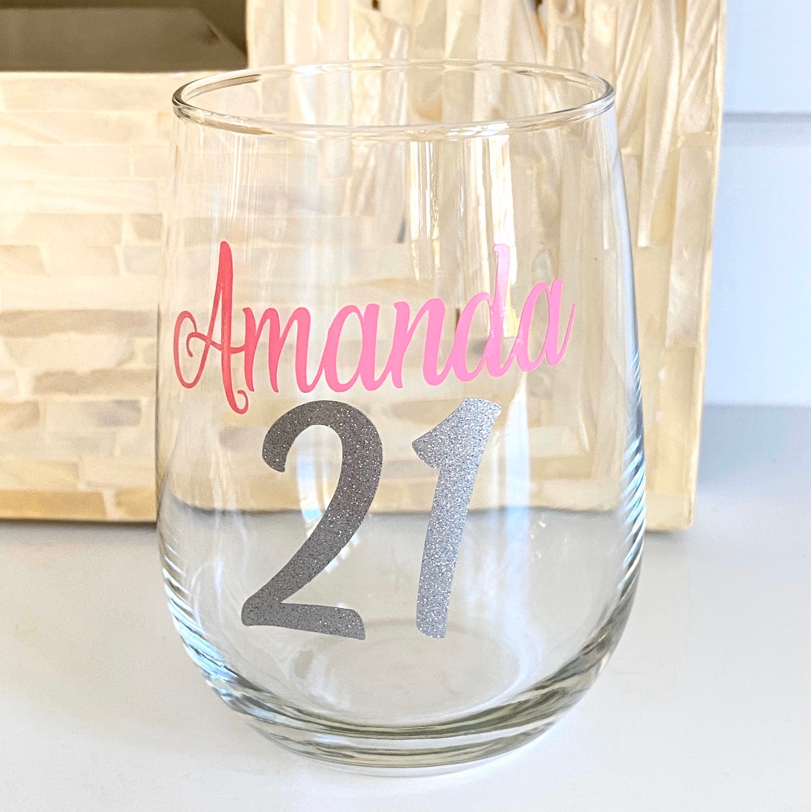 21st Birthday Wine Glass/personalized 21st Birthday Glass/21st Birthday ...