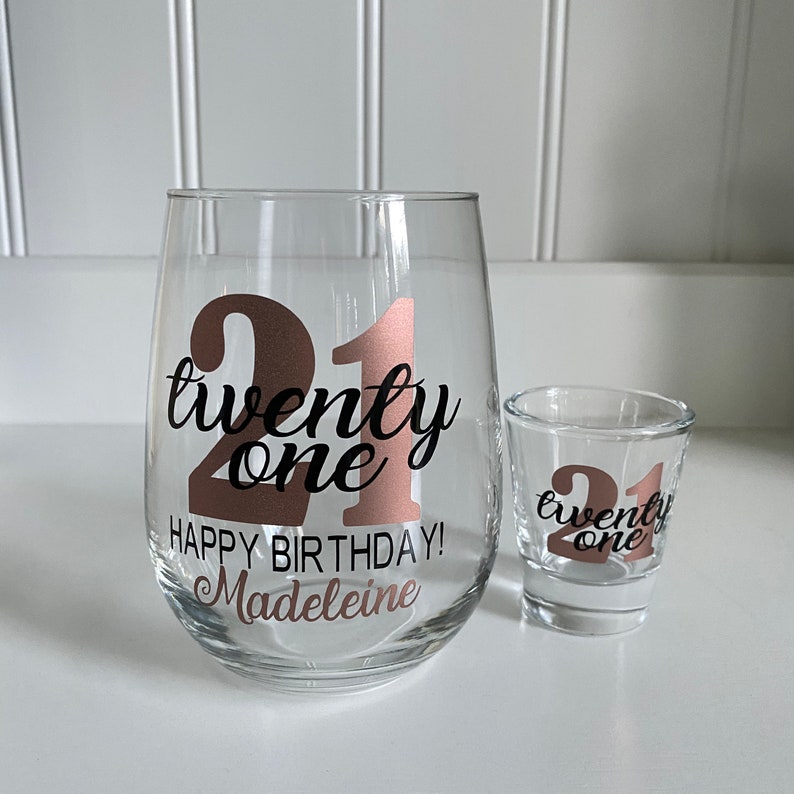 21st Birthday Wine Glass/21st Shot Glass/21st Birthday Gift/finally 21 ...