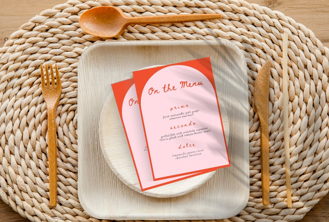 Retro Pink Orange Menu Template, Editable 1960s Style (digital Download ...