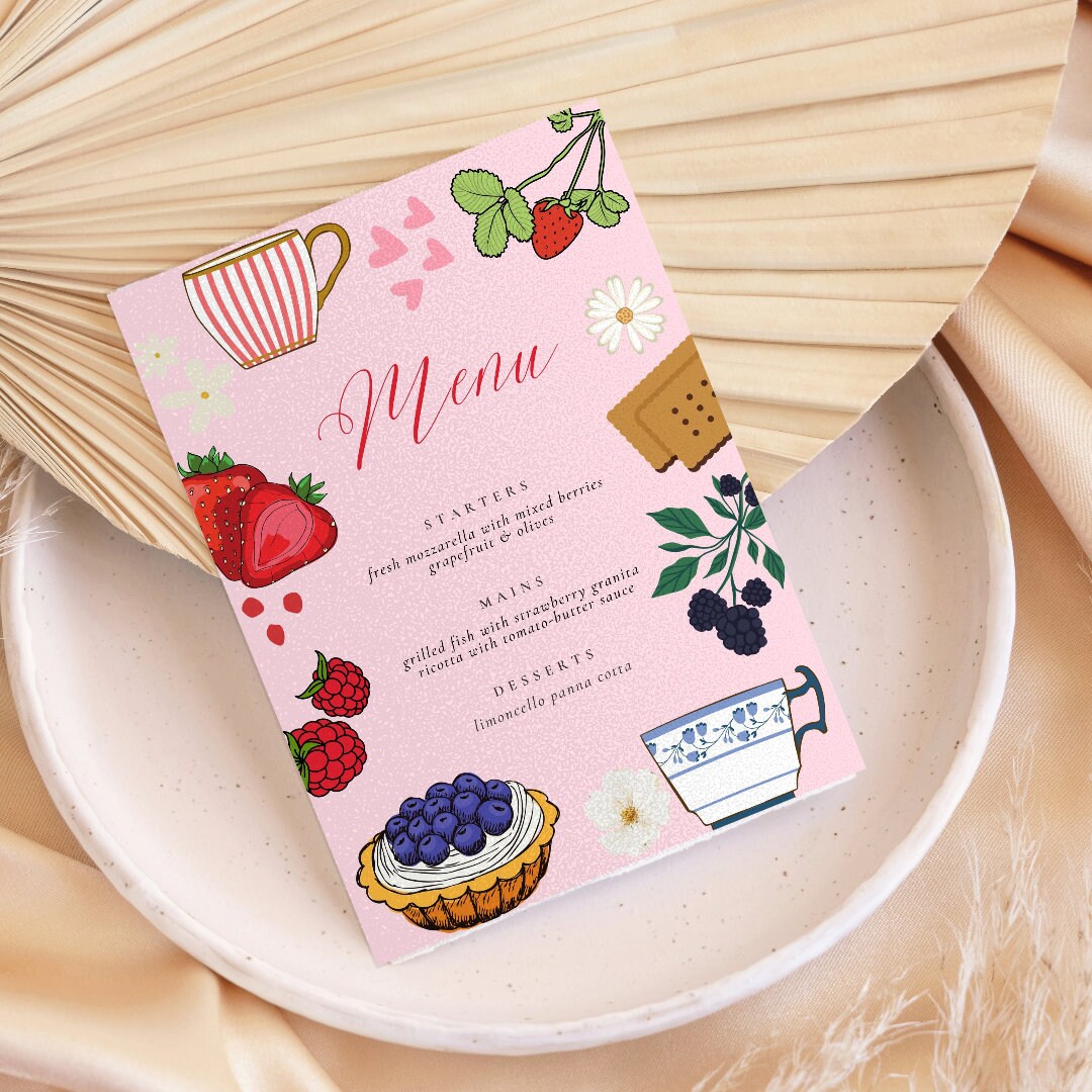 Berry Afternoon Tea Menu (template Digital Download) Instant Menu Meal ...
