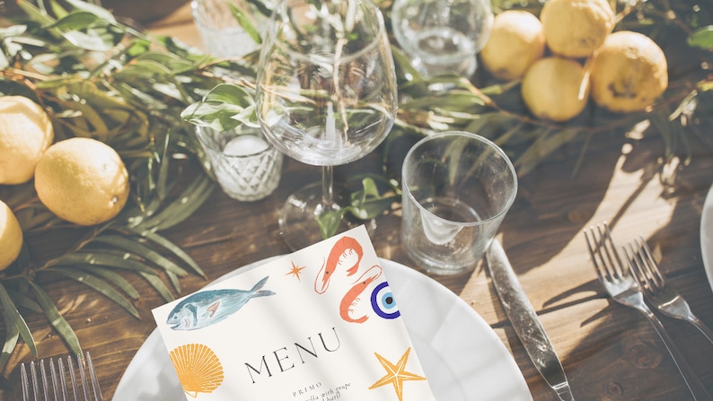 Amalfi Coast Menu Template, Italian Wedding, Birthday, Event (digital ...
