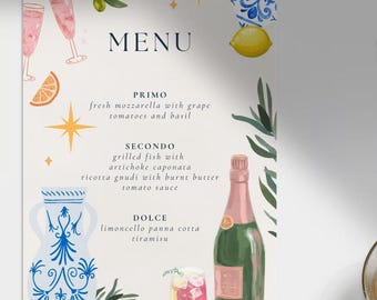 Amalfi Coast Menu Template, Italian Dinner Party (digital Download) - Etsy