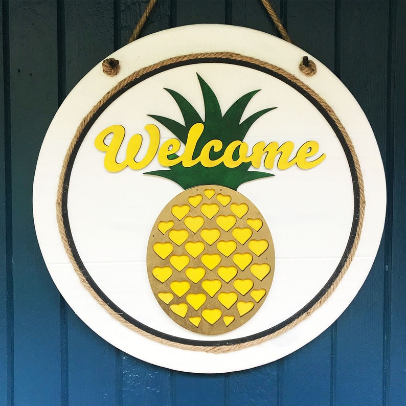 Welcome Pineapple Farmhouse Shiplap Door Hanger or Home Decor. 19 ...