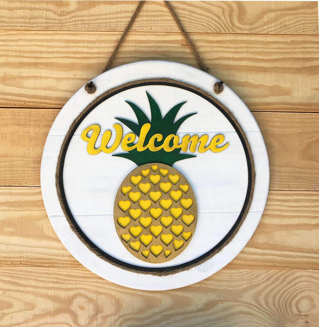 Welcome Pineapple Farmhouse Shiplap Door Hanger or Home Decor. 19 ...