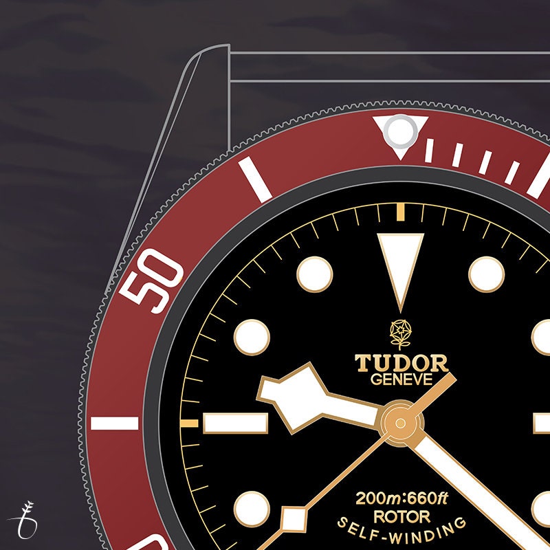 Tudor Black Bay Red Poster - Watch Poster - Gifts for Men - Watch Art ...